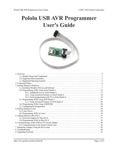 Pololu Usb Avr Programmer Users Guide Pololu Robotics And