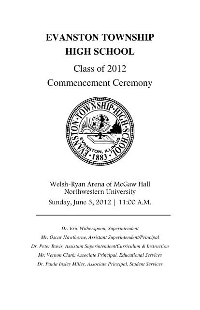 to view the commencement program booklet. - Evanston Township ...