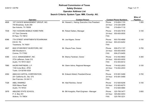 Master Meter Operators - The Railroad Commission of Texas