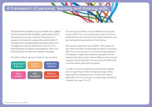 A framework of personal, learning and thinking skills