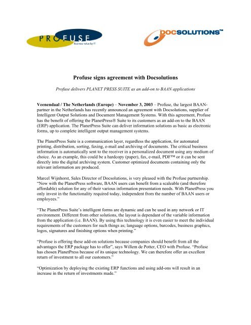 Profuse signs agreement with Docsolutions - Objectif Lune