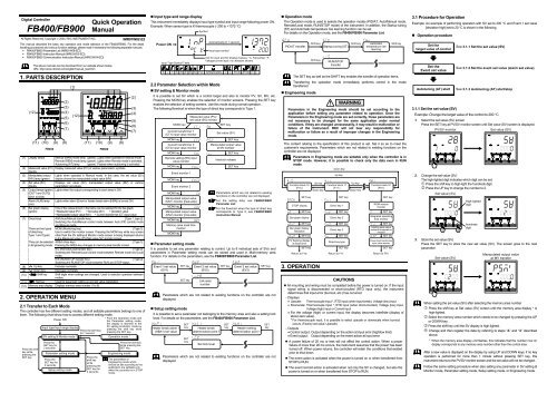 FB400/FB900 Quick Operation Manual - rkc instrument inc.