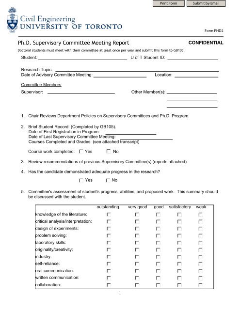 PhD Supervisory Committee Meeting Report form - Civil Engineering
