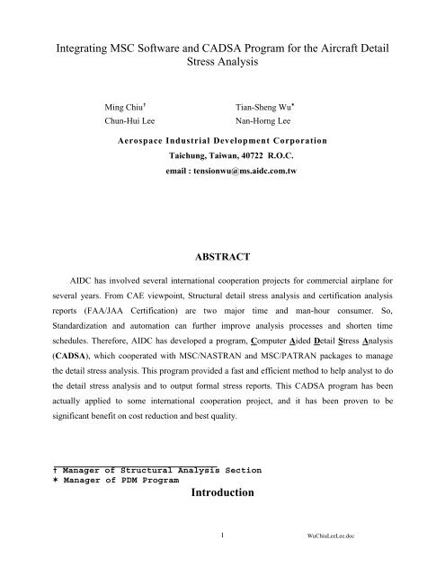 Integration of MSC/PATRAN & MSC/NASTRAN - MSC Software
