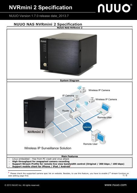 NVRmini 2 Spec - Nuuo.com
