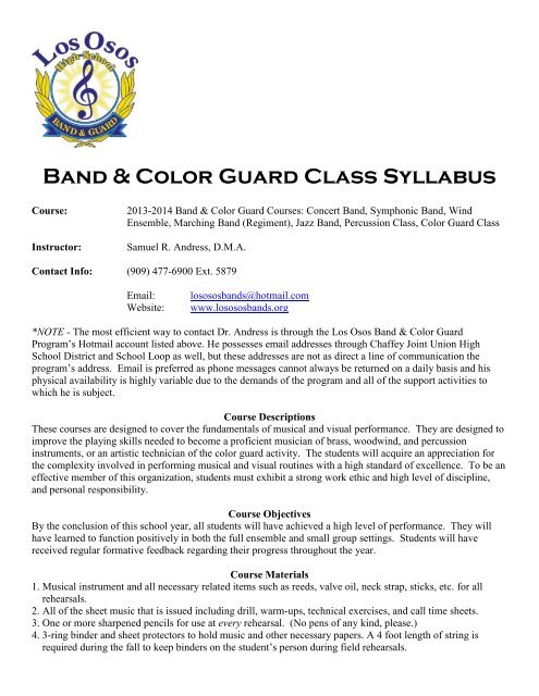 Syllabus - Los Osos High School Bands and Color Guard