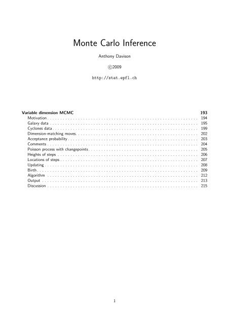 Monte Carlo Inference Stat Epfl