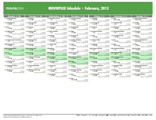 MOVIEPLEX Schedule - February, 2013 - Starz