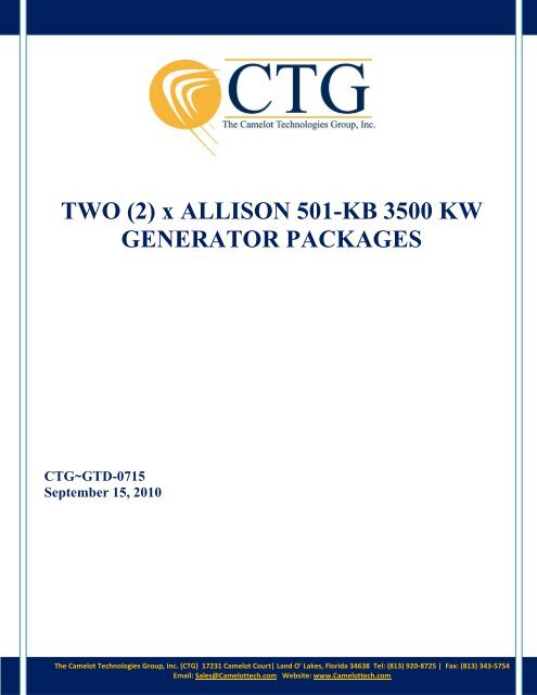 TWO (2) x ALLISON 501-KB 3500 KW GENERATOR PACKAGES