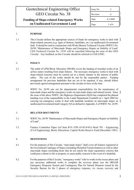 Geotechnical Engineering Office GEO Circular No. 38