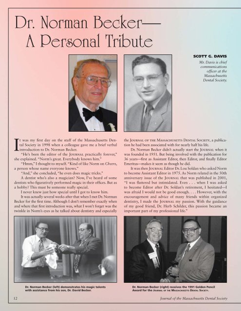 Dr. Norman Becker - Massachusetts Dental Society