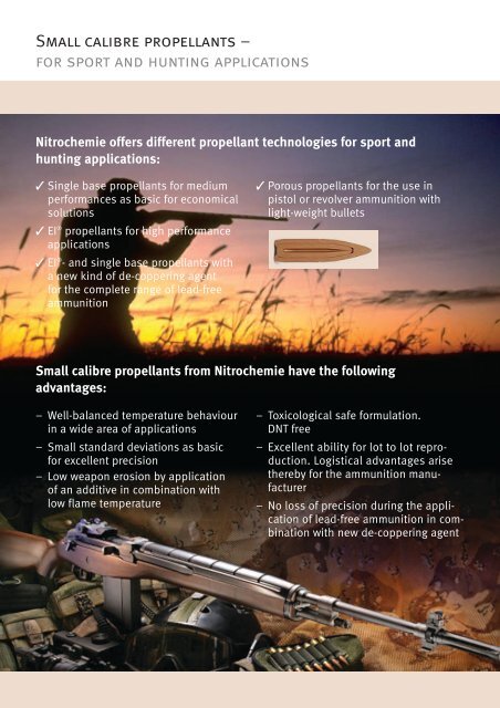Brochure small calibre propellants for sport and ... - Nitrochemie