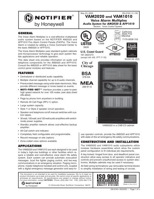 AM2020 Intelligent Fire Detection and Alarm System - Notifier