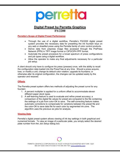 Digital Preset by Perretta Graphics FS/2200 - SYGNE Corporation