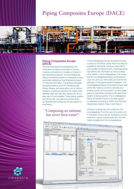 Piping Composites Europe (DACE) - Cost Estimating Software
