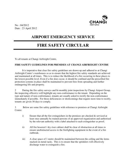 FIRE SAFETY CIRCULAR - Changi Airport Group
