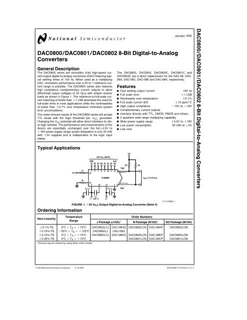 DAC0800/DAC0801/DAC0802 8-Bit Digital-to-Analog ... - Docweb