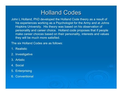 Holland Codes Explained