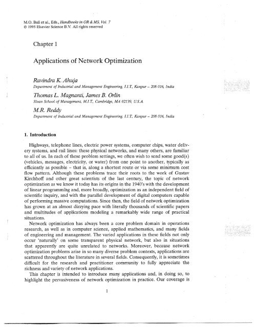 Applications of Network Optimization - James B. Orlin - MIT