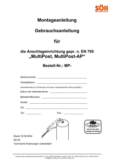 Montageanleitung für MultiPost - Soll