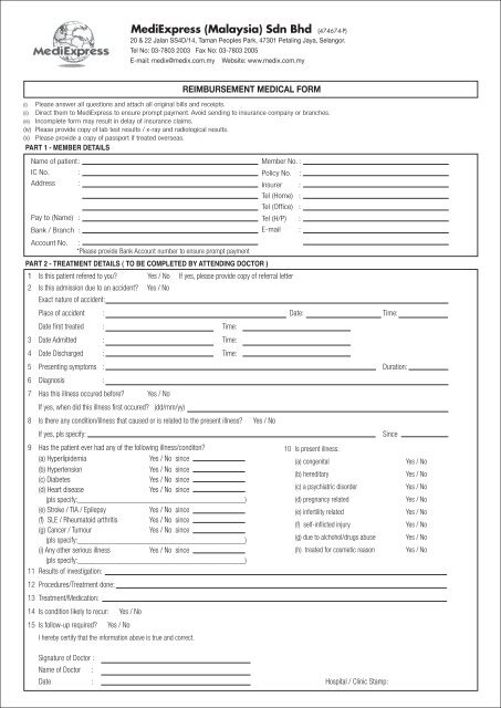 MediExpress Reimbursement Medical Form New copy - MAA