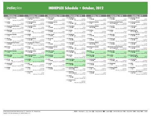 INDIEPLEX Schedule - October, 2012 - Starz