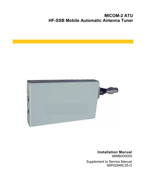 MICOM-2 ATU HF-SSB Mobile Automatic Antenna Tuner Installation ...