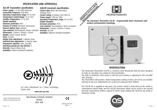 ThermoPlus AS2 RF Installation Guide - Horstmann