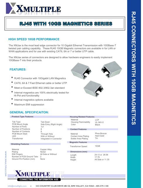 10GB RJ45 Magnetic Connectors - Xmultiple