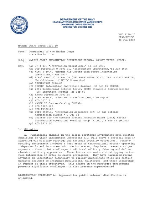 mco 3120.10 marine corps information operations program