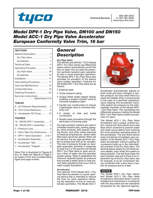 Model DPV-1 Dry Pipe Valve, DN100 and DN150 Model ACC-1 Dry ...