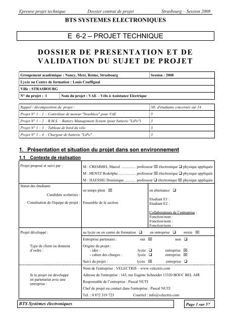 Dossier de présentation - Ressources et projets électroniques