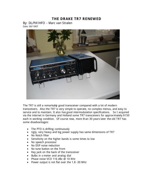 THE DRAKE TR7 RENEWED - WB4HFN Home Page