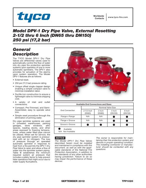 General Description Model DPV-1 Dry Pipe Valve, External ...