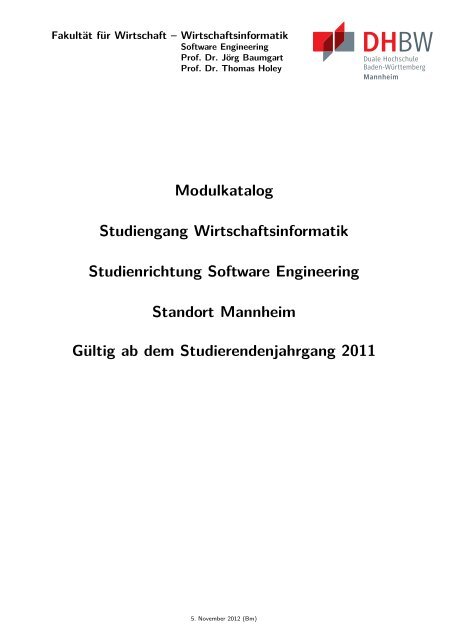Modulkatalog Wirtschaftsinformatik - Software Engineering - DHBW ...