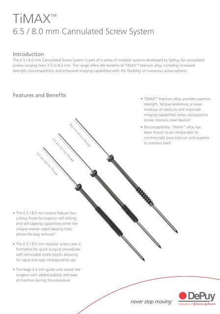 6.5 / 8.0 mm Cannulated Screw System Brochure - Biomet
