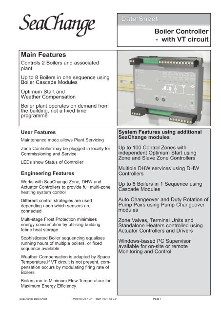Boiler Controller - with VT circuit Main Features Data Sheet