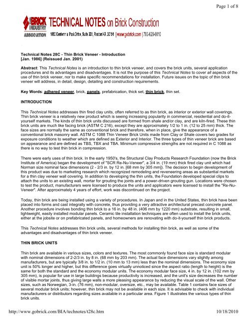 Tech Note 28C Thin Brick Veneer - Emcoblock.com