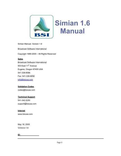 in Simian - Broadcast Software International