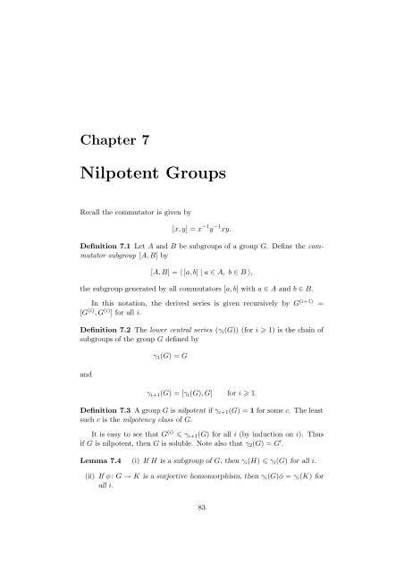 Nilpotent Groups