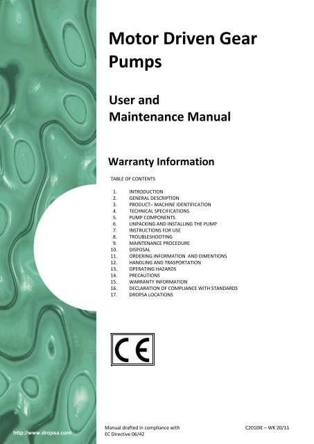 Motor Driven Gear Pumps - Dropsa