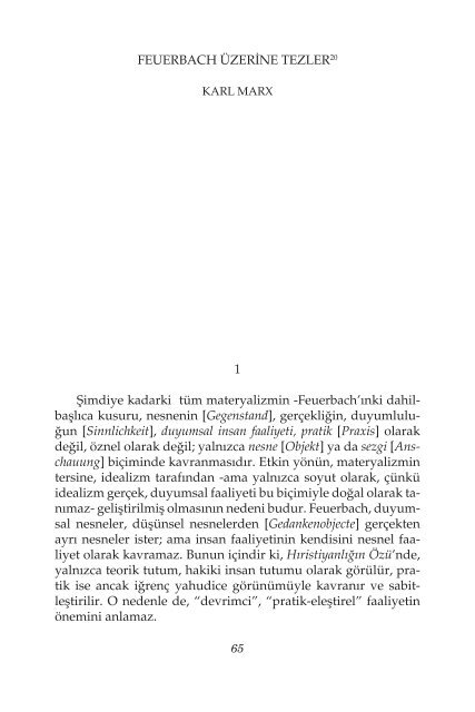 feuerbach üzerine tezler