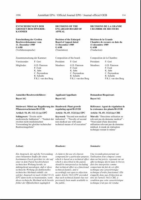 Amtsblatt EPA / Official Journal EPO / Journal officiel OEB - CyberEPC