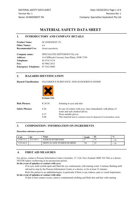 Scandonest 3% Plain - Henry Schein Halas