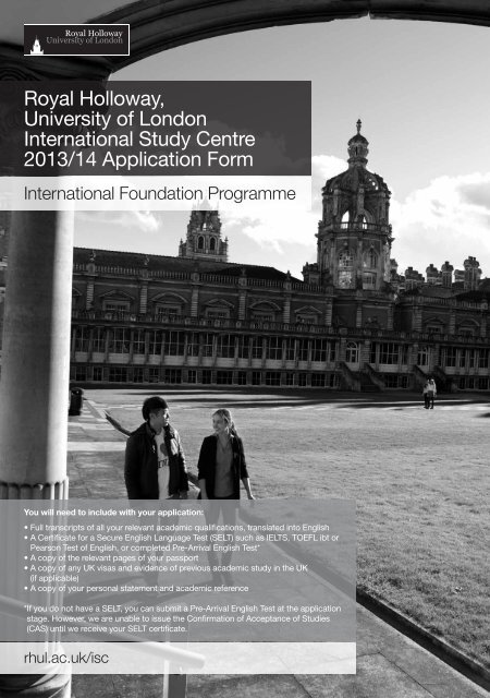 Application Form - Royal Holloway, University of London