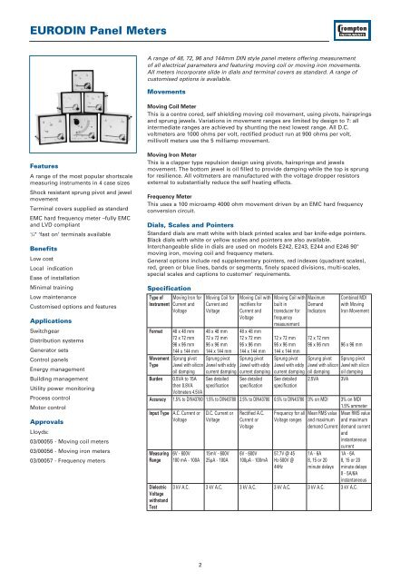 EURODIN Panel Meters - Crompton Western Canada Inc.
