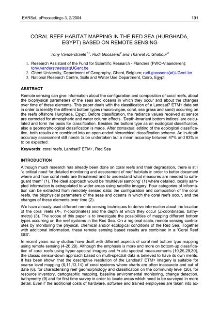 CORAL REEF HABITAT MAPPING IN THE RED SEA (HURGHADA ...