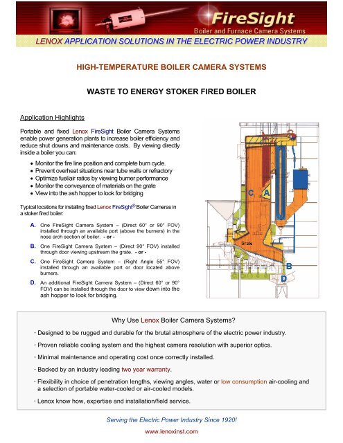 high-temperature boiler camera systems waste to energy stoker fired ...
