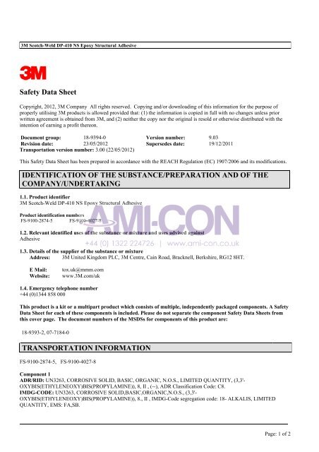 3M DP 410 MSDS - AMI-CON
