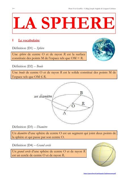exercice sur les spheres et boules